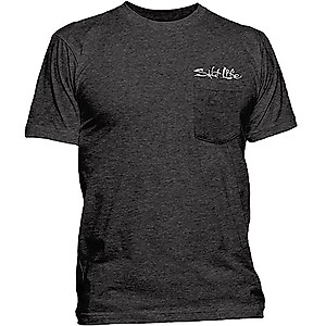 Salt Life mens Hook Line and Sinker Fade Short Sleeve Classic Fit Shirt, Charcoal Heather, X-Large