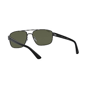 Ray-Ban RB3663 Metal Rectangular Sunglasses, Gunmetal/Polarized G-15 Green, 60 mm
