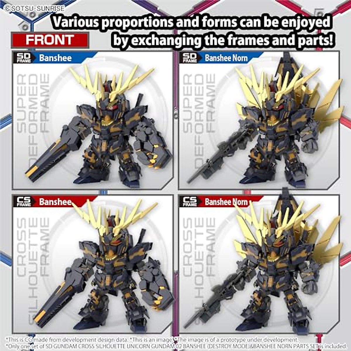 Bandai Hobby - Gundam UC - #19 Unicorn Gundam 02 Banshee (Destroy Mode) & Banshee Norn Parts Set, Bandai Spirits SDCS Model Kit
