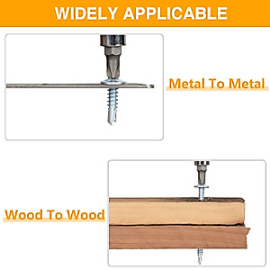 KURUI Self Tapping Screws Assortment Kit, #8 Sheet Metal Screws for Metal Wood & Plastic, 125Pcs Galvanized Truss Head Self Drilling Screws in 5 Sizes (1/2, 3/4, 1-1/4, 1in, 2in)