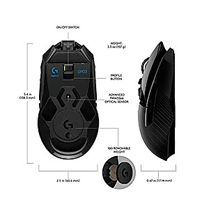 Logitech G903 LIGHTSPEED Gaming Mouse with POWERPLAY Wireless Charging Compatibility (Renewed)