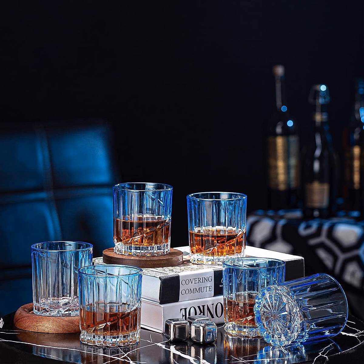 Claplante 6 Pack Old Fashioned Whiskey Glasses, 10 OZ Crystal Rocks Glasses, Cocktail Glass, Gift Box - Barware For Bourbon, Scotch, Rum glasses, Drinking Glasses, Glass Cups, Whiskey Gifts