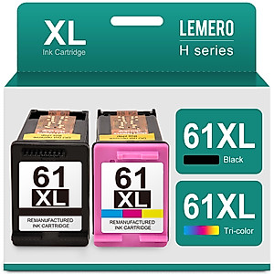 LEMERO 61XL Remanufactured Ink Cartridge Replacement for HP 61 61XL Combo Pack for Officejet 4635 Envy 4500 5530 Deskjet 3510 2542 2544 1510 2549 Printer Ink Cartridges (2 Pack)