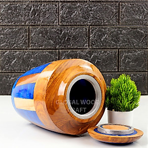 Mix Wood with Resin Urn | Beautiful Unique Design ASH | Cremation Urns Male & Female Ashes - Adult Pet - Premium Quality Large Urn | Human Ashes for Urn