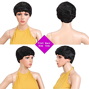 GABRIELLE Short Human Hair Pixie Cut Wigs 100% Human Hair Cute Wig Short Pixie Wigs for Black Women Natural Boy Cut Wigs (Pixie Cut, 1B#)
