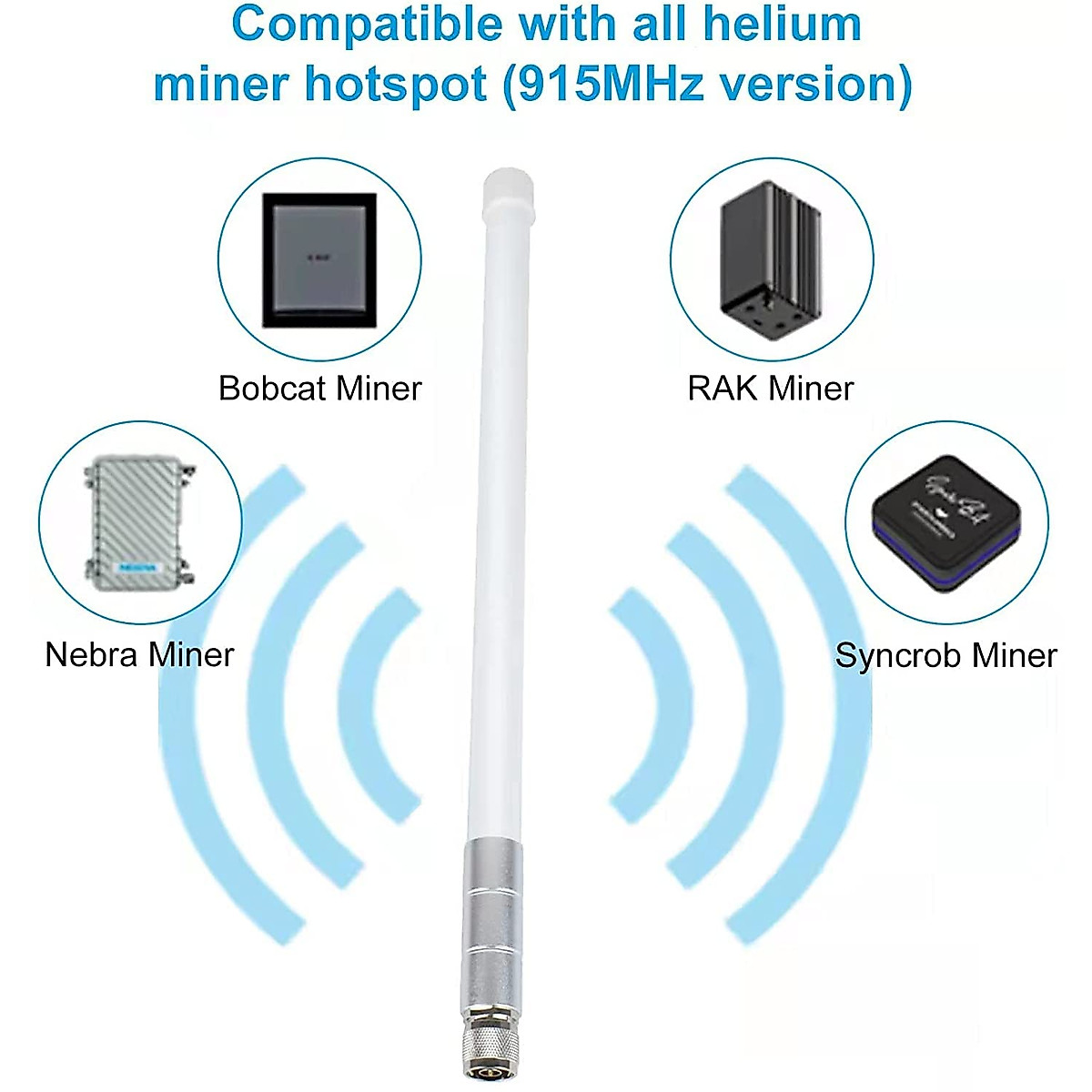 Waterproof 8dBi Lora 915MHz Fiberglass Antenna with 20Ft Low Loss KMR195 Cable for Crypto Helium Hotspot RAK MNTD Nebra Bobcat 300 SenseCAP M1 EasyLinkIn SyncroB.it Hotspot HNT Miner
