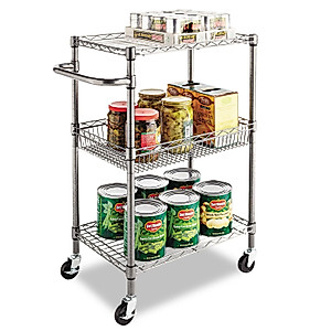 Alera 3-Tier Wire Rolling Cart, 3-Tier Wire Rolling Cart,28w x 16d x 39h, Black Anthracite