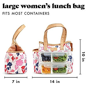 Fit & Fresh Lunch Bag For Women, Insulated Womens Lunch Bag For Work, Leakproof & Stain-Resistant Large Lunch Box For Women With Containers and Matching Tumbler, Zipper Closure Westerly Bag Floral