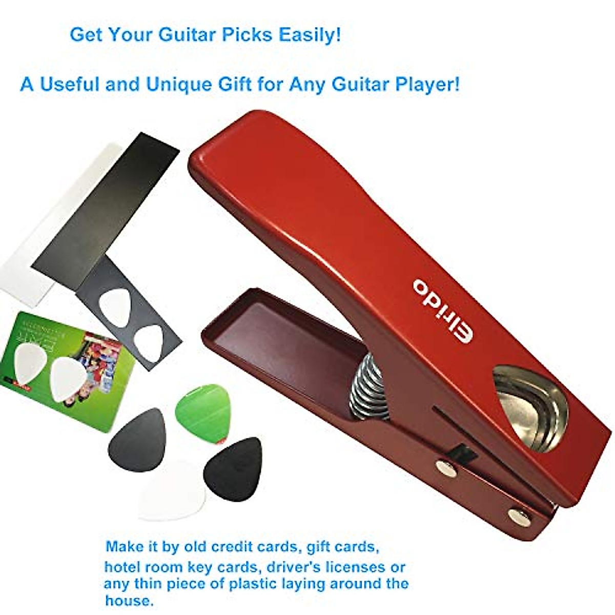 Guitar Picks Maker Picks Puncher Cutter with 2 PCS Starter Strip Sheets by Elrido - DIY Guitar Picks Punch Perfectly Cut Guitar Pick Every Time Cutter Professional Make Picks for Guitar Players
