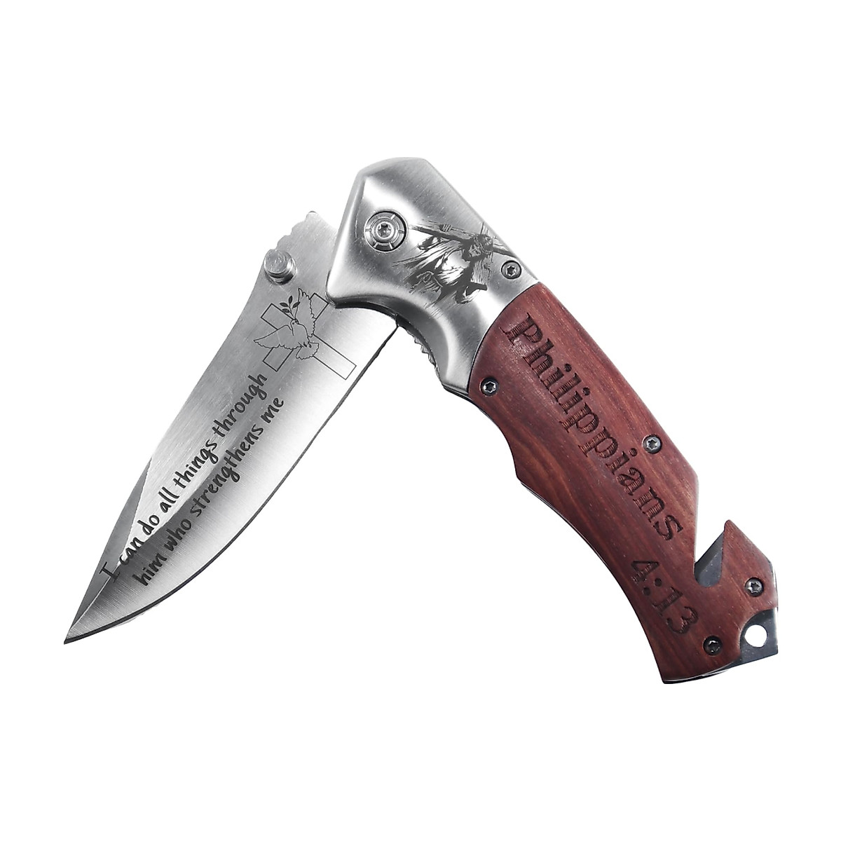 ZJFHTD Religous Christian Stuff Baptism Scripture Pocket Knive,Catholic Jesus Cross Dove Bible Verse Salvation Holy Communion Confirmation Grace Gifts for Men