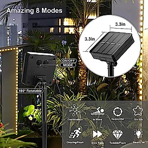 YTDRGB Solar LED Strip Lights - 19.6FT 180 LED Solar Powered LED Strip Lights, 8 Lighting Mode Auto On/Off Solar LED Strip Lights Outdoor Waterproof for Decoration