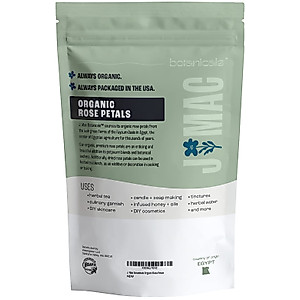 J MAC BOTANICALS, Organic Rose Petals (4 oz) Culinary Grade Dried Rose Petals, Edible Dried Rose Petals for Tea, Cooking and Crafts, Rose Petals for Bathtub, Dried Herbs for Tea, Organic Rose Tea