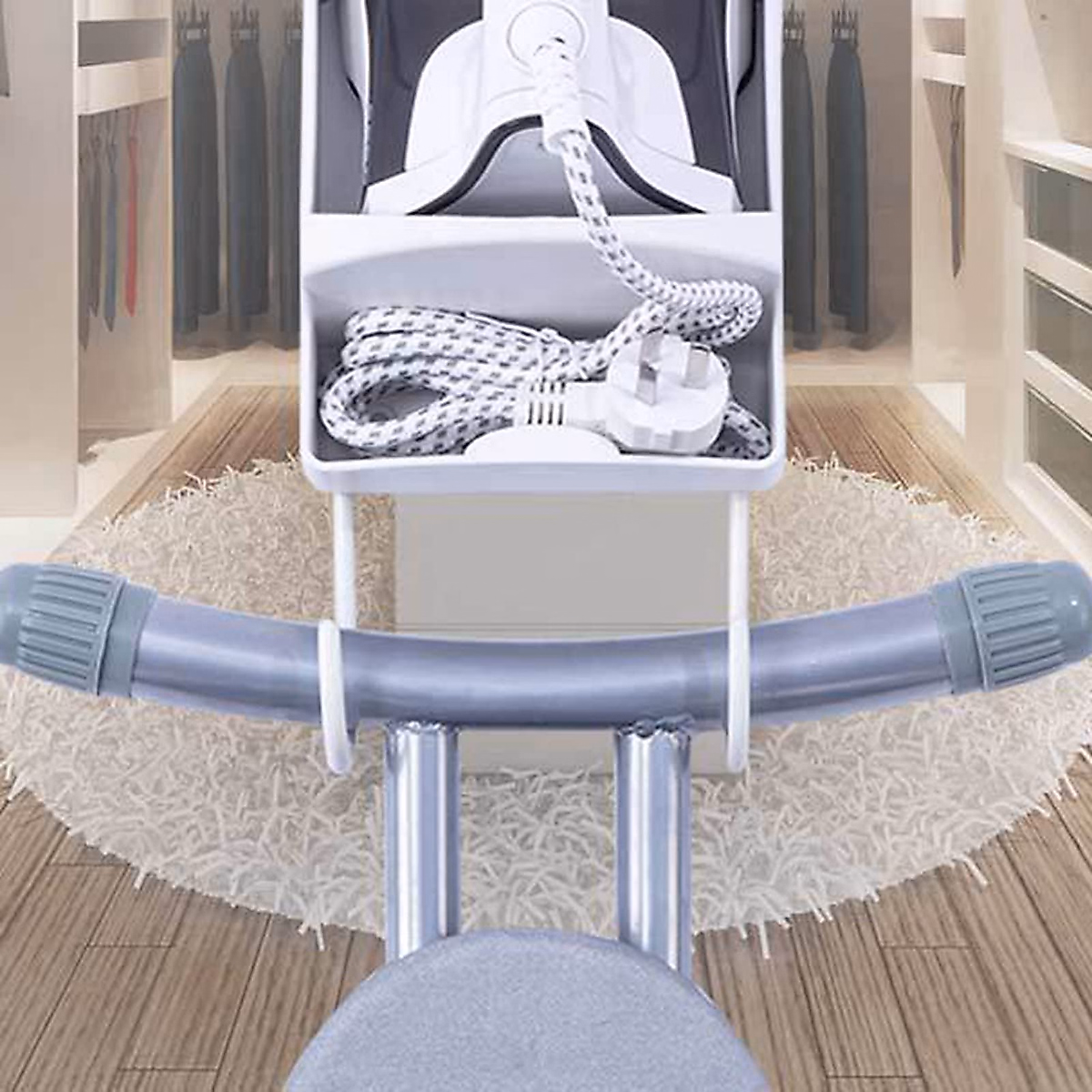 Iron Board Wall Mount, Wall Mount Ironing Boards, Iron Holder Wall Mounted Heat Resistant Widened Electric Iron Organizer with Hooks for Closet Hotel White