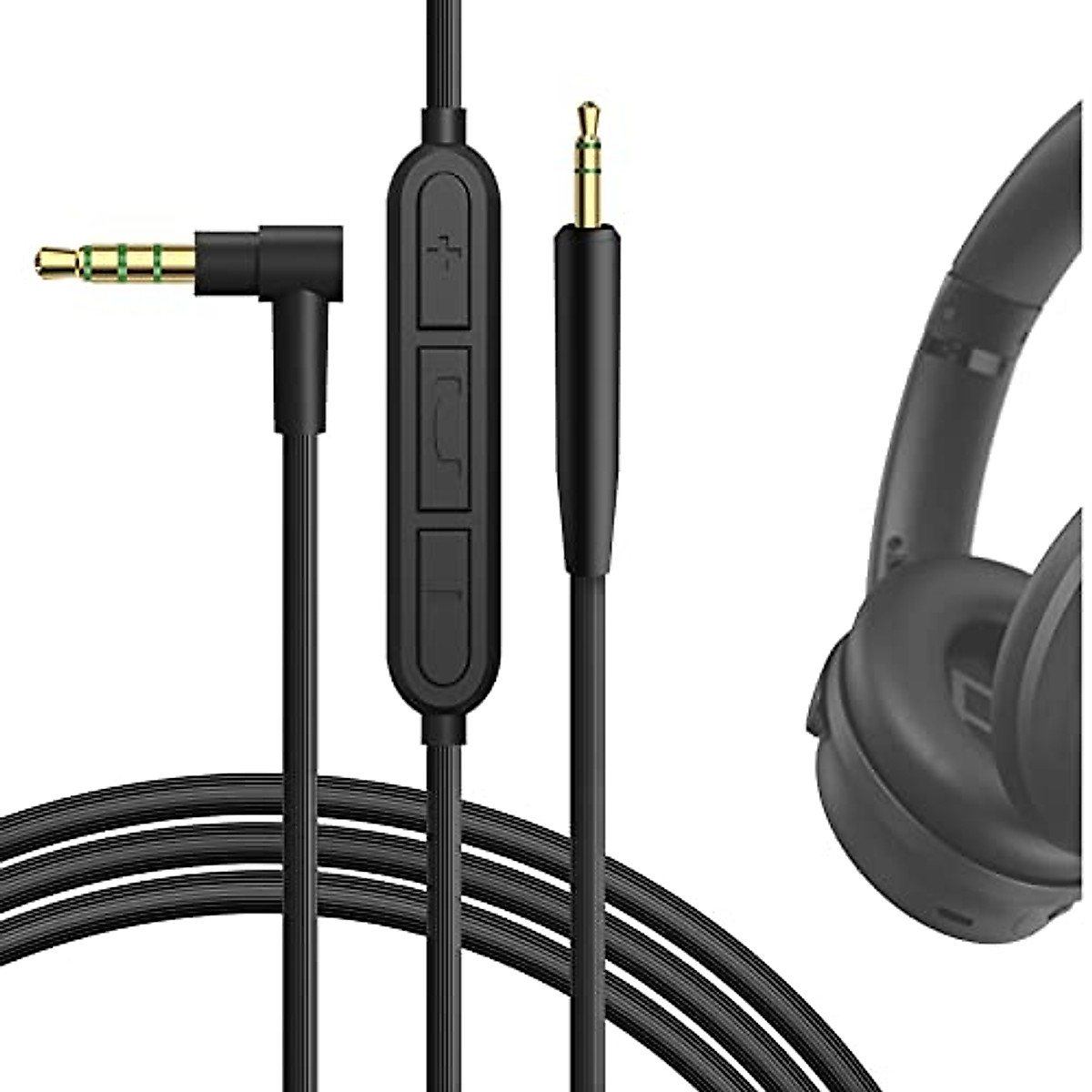 GEEKRIA Audio Cable with Mic Compatible with Bose QuietComfort SE, QC 45, QC 35 Series II, QC 35, QC 25 Cable, 2.5mm Replacement Stereo Cord with Inline Microphone (4 ft / 1.2 m)