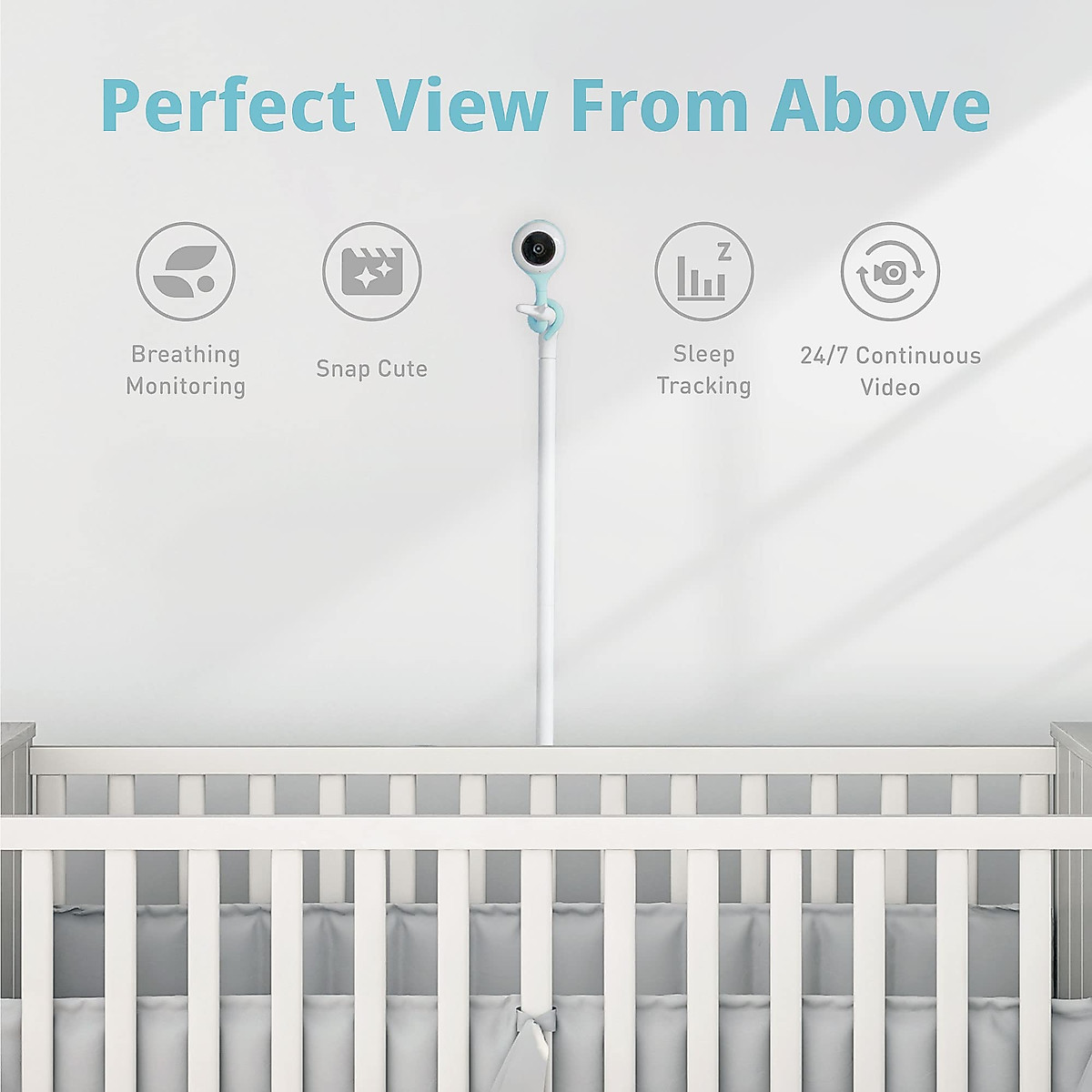 Lollipop Smart WiFi Baby Monitor (Cotton Candy) Bundle with Lollipop Floor Stand(White)-Camera with Breathing Detection and Sleep Tracking.Customized Floor Stand,Compatible with Lollipop Baby Monitor