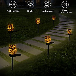 LIGHTSHINE Mini Owl Decor Outdoor Figurine Lights, IP44 Waterproof Solar Pathway Stake Lights, Solar Garden Decorations Lights, Outdoor Decorative Landscape Path Lights (3 Count)