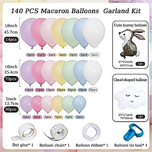 120 PCS Macaron Balloons Garland Kit, Pastel Latex Rainbow Balloons Arch Kit Assorted for Birthday Baby Shower Wedding Graduation Mermaid Party Decor Supplies(18/10/5 Inch)