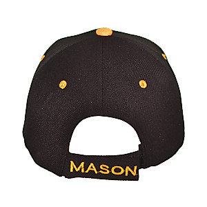 AborenCo Freemason Mason Symbol Adjustable 3D Embroidery Baseball Cap Hat (Black)