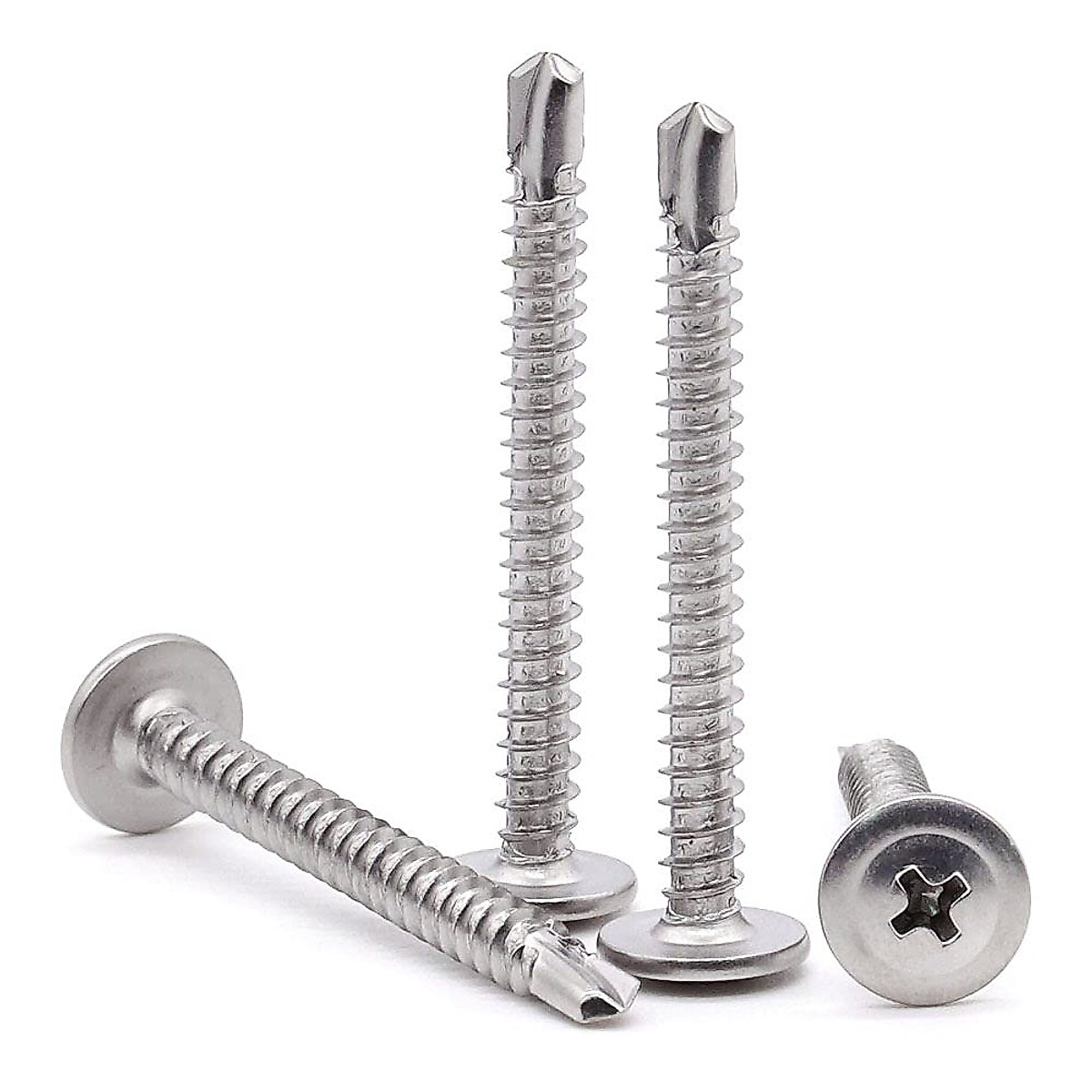 50pcs #10 x 2 Phillips Wafer Head Self Drilling Screw, 410 Stainless Steel, Modified Truss Head Quick Self Tapping Screws for Sheet Metal, Wood, Plastic, Without Pre-drilled Holes