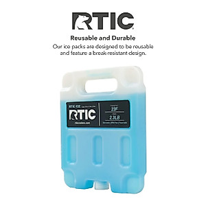 RTIC Refreezable Reusable Cooler Ice Packs Cold Ice Chest Pack Long-Lasting with Break-Resistant Design, for Food and Drink, Perfect for Travel and Storage, Large (2 Pack)