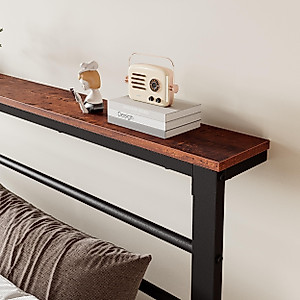 SHA CERLIN Twin Size Bed Frame with Headboard Shelf and Strong Metal Foundation, No Box Spring Needed, Brown