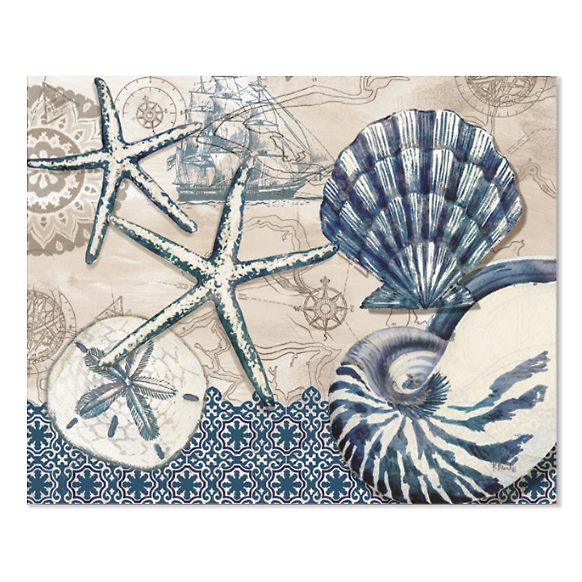 Cut N' Funnel Tide Pool Shells Designer Flexible Plastic Cutting Board Mat, 15" x 11.5", Made in the USA, Decorative, Flexible, Easy to Clean