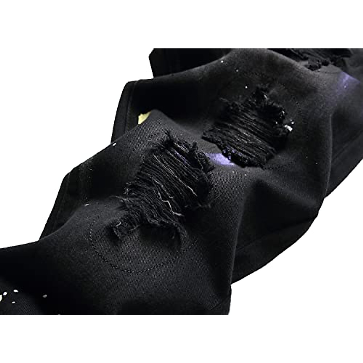 DANT BULUN Men's Ripped Distressed Destroyed Slim Fit Straight Leg Denim Jeans (40, Black060)