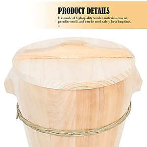 Rice Steamed Bucket with Lid Wooden Steamer Rice Bucket Handmade Rice Bucket Wood Cooking Steamer Steamed Rice Wooden Barrel for Home Kitchen Christmas Party Wood Color