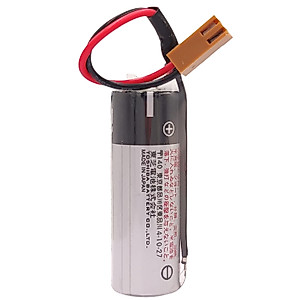 BATTEMALL (2-Pack 3.6V ER17500V Lithium Batteries Replacement PLC CNC Backup Battery with Plug for PLC Battery and M64 System