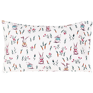 Scientific Sleep Cute Bunny Like Flower & Baby Carrot 100% Cotton Cozy 3 Pcs Twin Bed Sheet Set, Flat Sheet & Fitted Sheet & Pillowcase Natural Bedding Set (Rabbit, Twin)