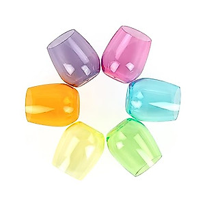 Colored Wine Glasses - BPA Free Plastic, Tritan, & Acrylic Wine Glasses - Dishwasher Safe Stemless & Unbreakable - Indoor, Outdoor - Margarita Glasses for Wine & Water | Kitchen Accessories (Set of 6)