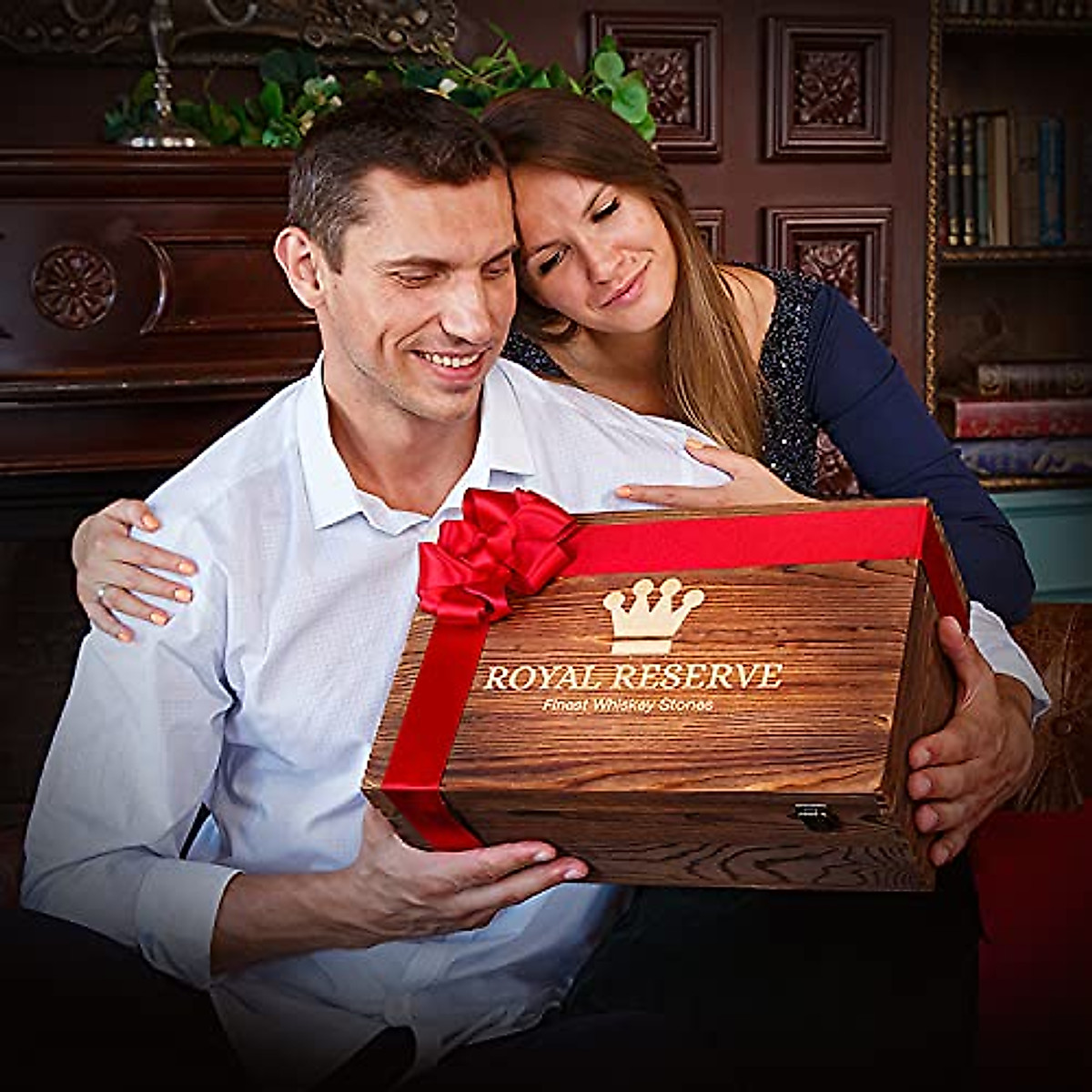 Whiskey Decanter Gift Set by Royal Reserve | Husband Birthday Gifts Artisan Crafted Chilling Rocks Stones Scotch Bourbon Holder – Gift for Men Dad Boyfriend Anniversary