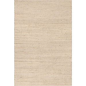 nuLOOM 4x6 Elfriede Jute & Cotton Hand Woven Area Rug, Natural, Solid Rustic Farmhouse Style, Weaved Design, Natural Fiber, For Bedroom, Living Room, Dining Room, Hallway, Office, Entryway