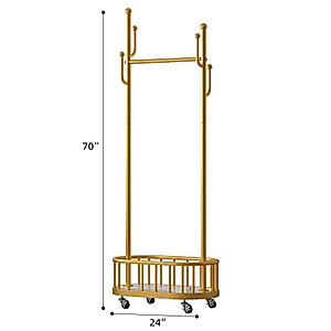 Thick forest Gold Clothes Rack Gold Clothing Rack Gold Garment Rack Rolling Organizer for Multipurpose