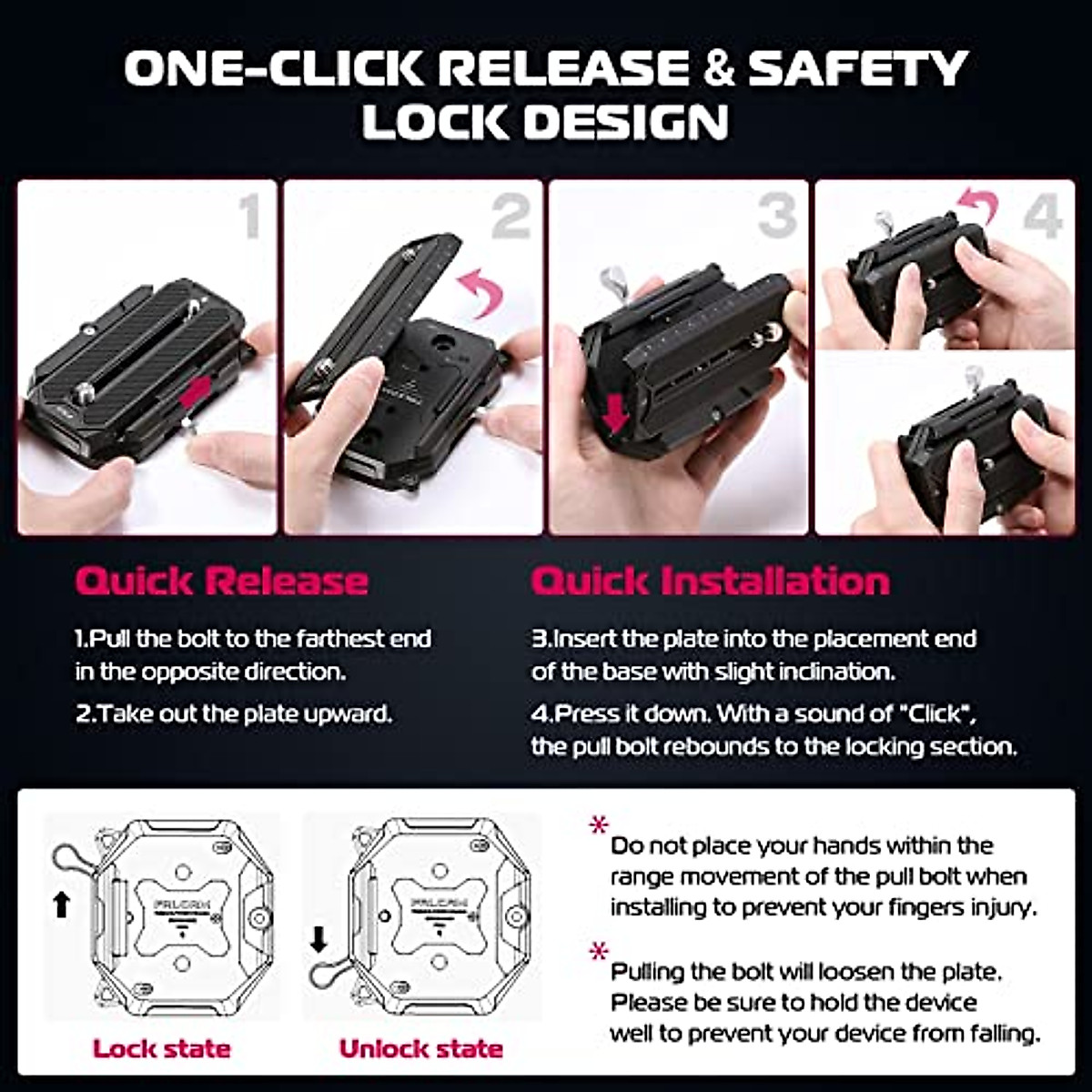 FALCAM F50 Long Quick Release Kit for Big Cinema Camera, Camera Mounting Adapter QR System, 50mm Aluminum Camera Accessory for Filmmaker & Photographer, Compatible with Manfrotto 501 Size QR Plate