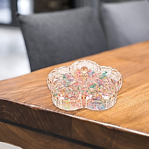 Cabilock Polypropylene Round Fruit Tray with Lid, Amber Plum Flower, 12-Inch