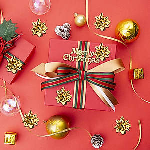 Iceyyyy 100Pcs Mini Christmas Bows - 1Inch Metallic Star Mini Gift Bow Mini Christmas Valentine's Day Self Adhesive Bows for Gifts Wrapping Holiday Presents (Gold)