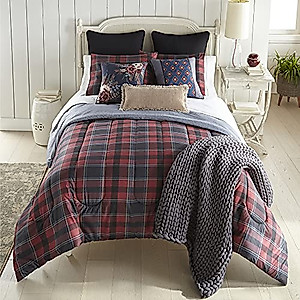 Donna Sharp Throw Pillow - Tartan Traditional Decorative Throw Pillow with Fringed Pattern - Rectangle