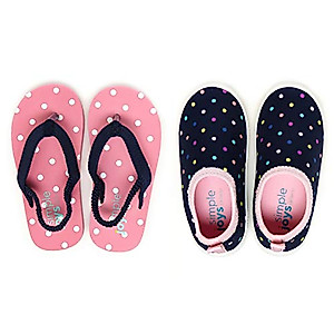 Simple Joys by Carter's Girls Kimmie Kaia Aqua Set Sandal, Navy/Pink Dots, 7 Toddler
