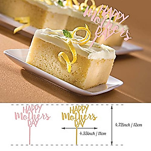 Happy Mothers Day Cake Topper, 10PCS Acrylic Glitter Mother's Day Cupcake Topper Decoration Picks for Birthday Mother's Day Cake Party Supplies (Gold -2)
