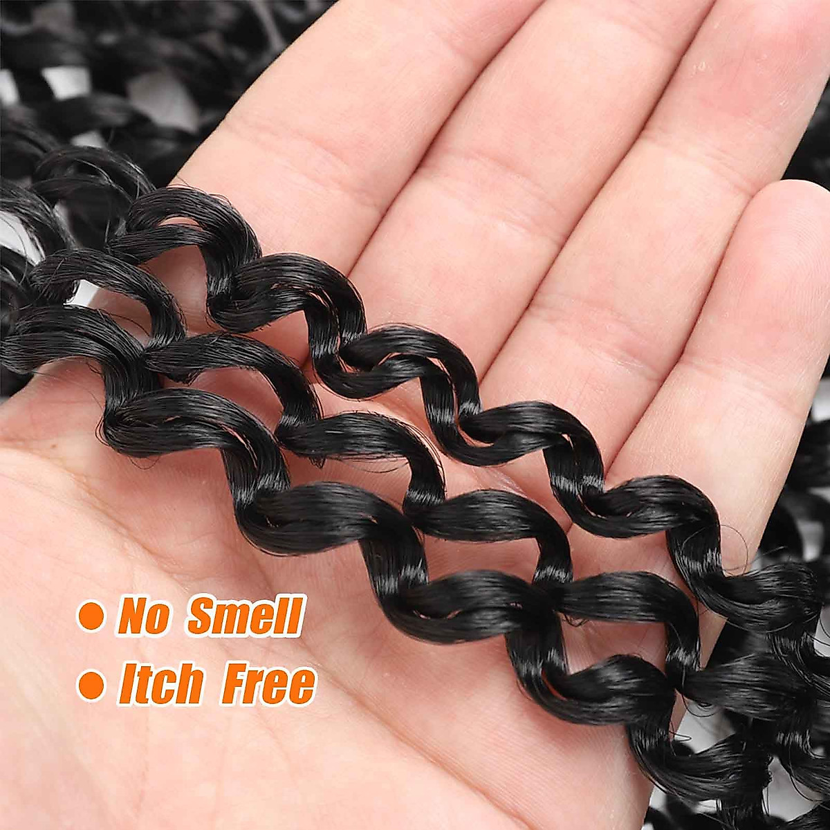 Passion Twist Hair 18 Inch 6 Packs Black Water Wave Braiding Hair for Butterfly Locs Passion Twists Bohemian Braiding Hair Extensions (18Inch 6 Packs,1B#)