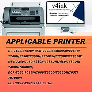 v4ink Compatible Toner Cartridge and Drum Unit Replacement for Brother TN450 TN420 DR420 use with HL-2270dw HL-2280dw HL-2230 HL-2240d MFC-7240 MFC-7360n MFC-7860dw 4 Packs (1 Drum 3 Toner) (Black)