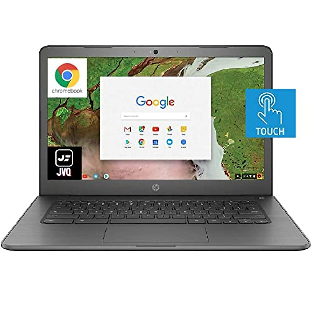 2022 HP Chromebook 14-inch Touchscreen Laptop Computer, Intel Celeron N3350, 4 GB RAM, 32 GB eMMC, Chrome OS, WiFi, Webcam, USB Type-C, Bluetooth, 10 Hrs Battery+JVQ Mousepad, Gray