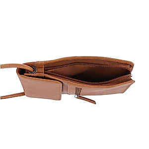 ili New York 6824 Leather Crossbody Organizer with RFID Blocking Lining (Antique Saddle)