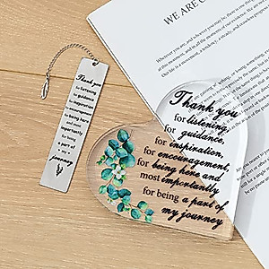 Thank You Gifts Set for Women Men Coworkers Farewell Gift Employee Appreciation Gifts for Boss Lady Teacher Colleague Leaving Gift Acrylic Sign Gift and Bookmark Set
