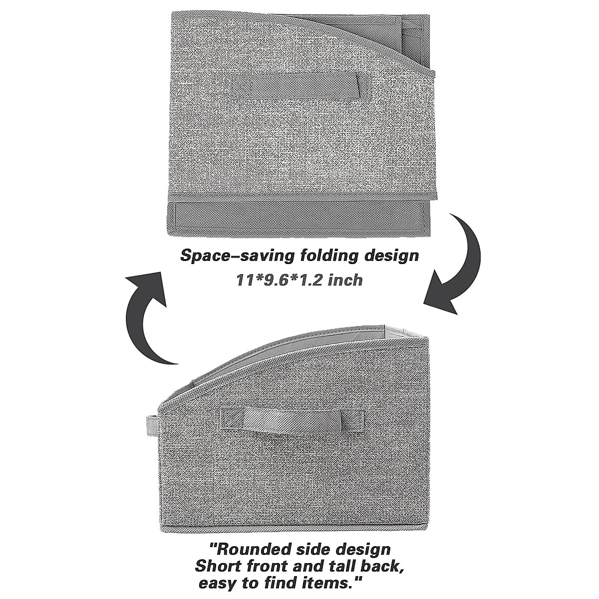EITMOW Trapezoid Storage Baskets for Shelves, Closet Woven Fabric Organizer Bin and Clothes Storage Bins, Foldable Organizer Box with Reinforced Handles. (Gray, 2 Pack/19.7 x 11.2 x 7.9inch)