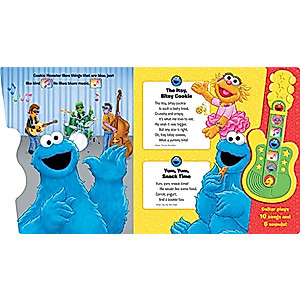Sesame Street Elmo, Big Bird, Cookie Monster, and More! - Rock with the Monsters! - Board Book with Interactive Sound Toy Guitar - Includes Theme Song - PI Kids