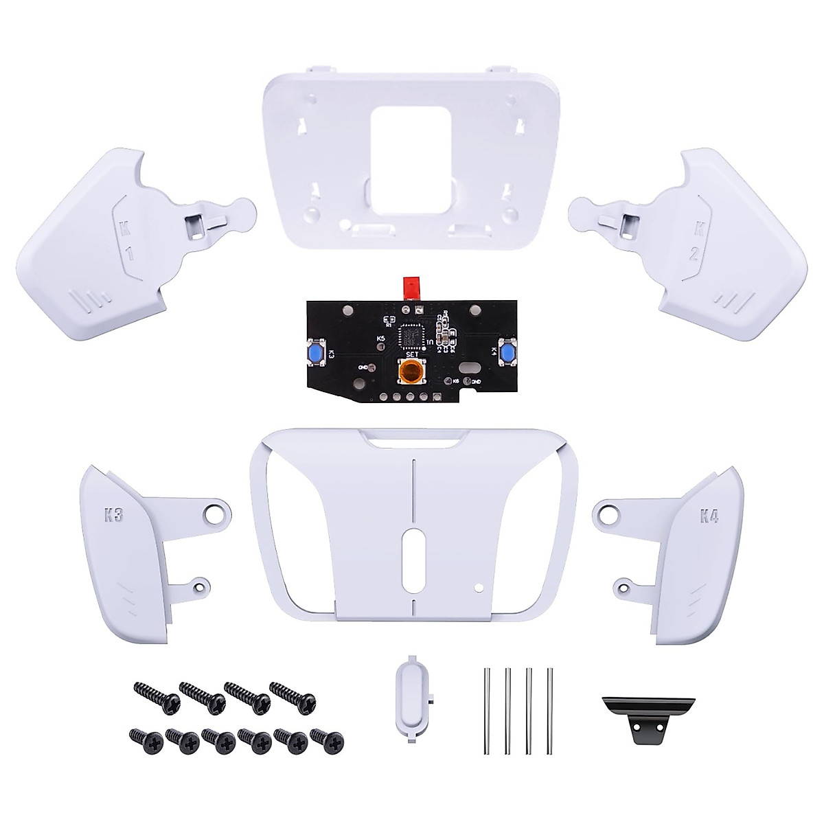 Turn RISE to RISE4 Kit – Redesigned Solid White K1 K2 K3 K4 Back Buttons Housing & Remap PCB Board for PS5 Controller eXtremeRate RISE & RISE4 Remap kit - Controller & Other Accessories NOT Included