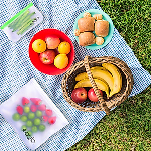 eoglo Reusable Food Storage Bags, BPA FREE, Dishwasher Safe 8 Pack XLarge Gallon Size Freezer Bags