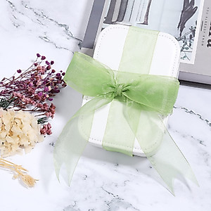 Hiswan 1.5 inch Sheer Organza Ribbon Sage Green Chiffon Ribbon for Gift Wrapping Christmas Halloween Decoration Wedding Flower Bouquet Crafts 50 Yards